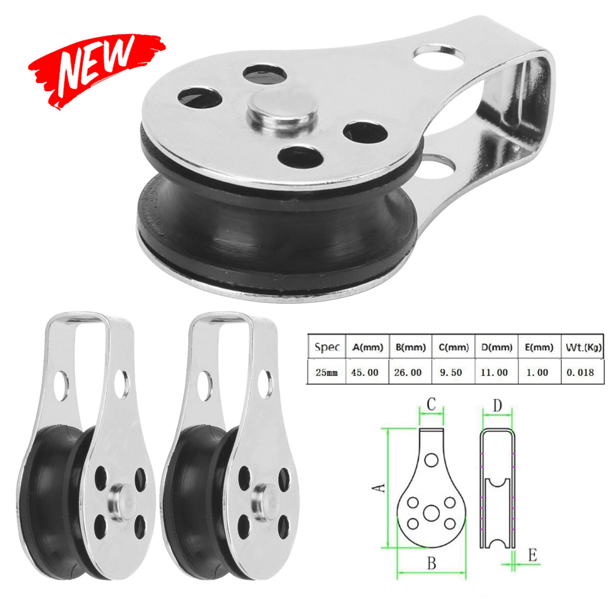 4 Types 25MM Stainless Steel Pully Single Wheel Swivel Pulley Block ...
