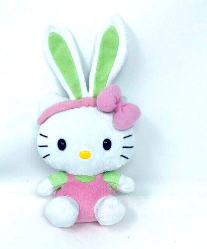 TY HELLO KITTY Beanie Baby Pink Easter Bunny Green Ears 2011 9” | eBay