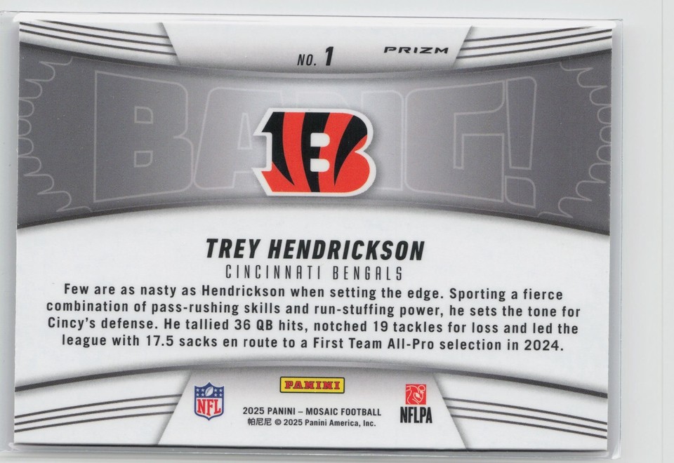 2025 Panini Mosaic - Bang! Mosaic Pink Fluorescent #1 Trey Hendrickson ...