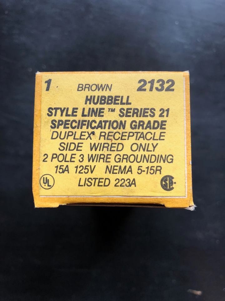 Hubbell Brown Style Line Specification Grade Duplex Receptacle Cat. No ...
