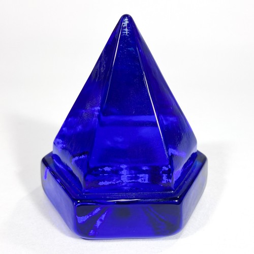 Ship Deck Prism Cobalt Blue 3” Hexagonal Pyramid Art Glass Paperweight ...