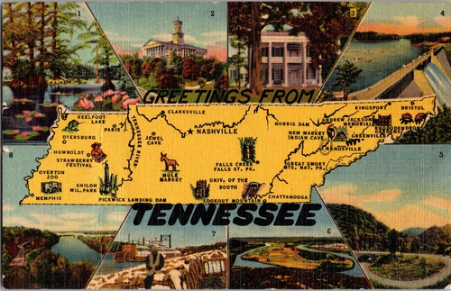 Tennessee Landmarks And Map Greetings, Vintage Postcard B12 | eBay