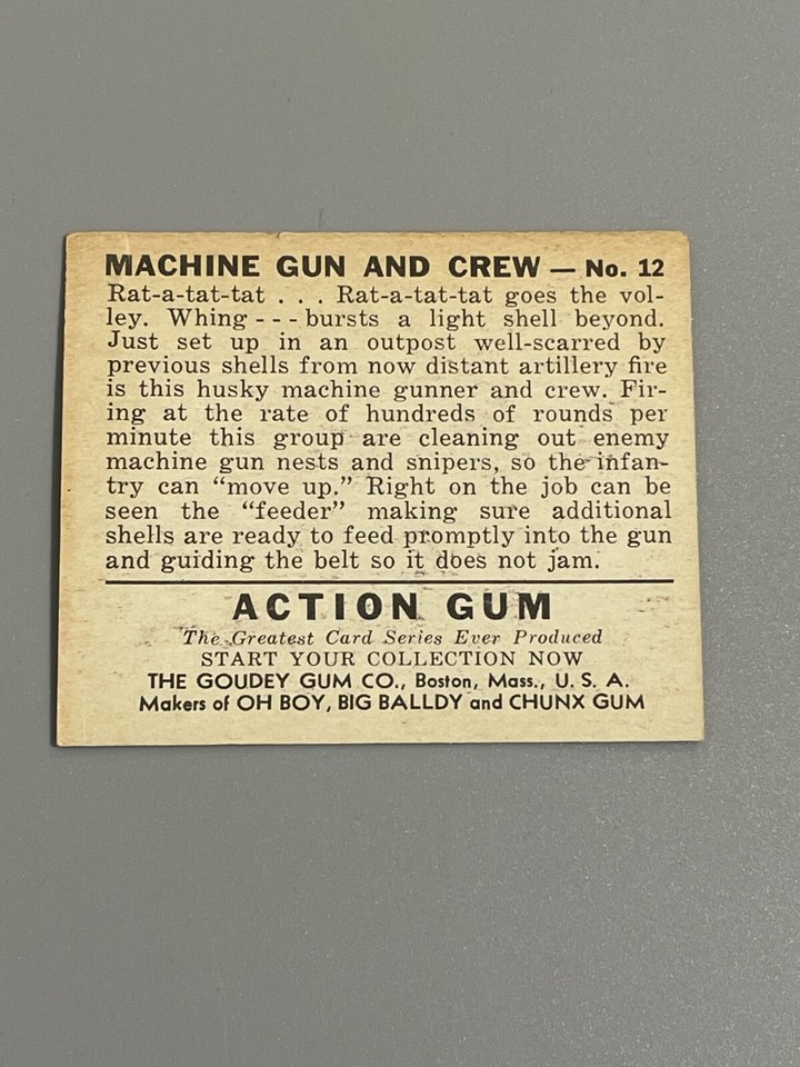1938 Goudey Action Gum R1 card #12 Machine Gun and Crew | eBay