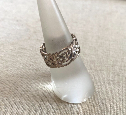 QVC 925 Sterling Silver Damask Etched Floral Lace Wide band Ring *SIZE ...