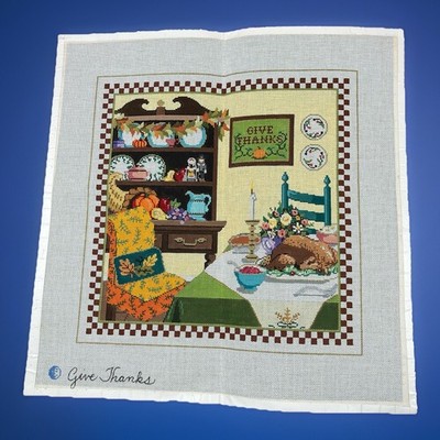 Sandra Gilmore Hand Painted Needlepoint Canvas - Give Thanks ...