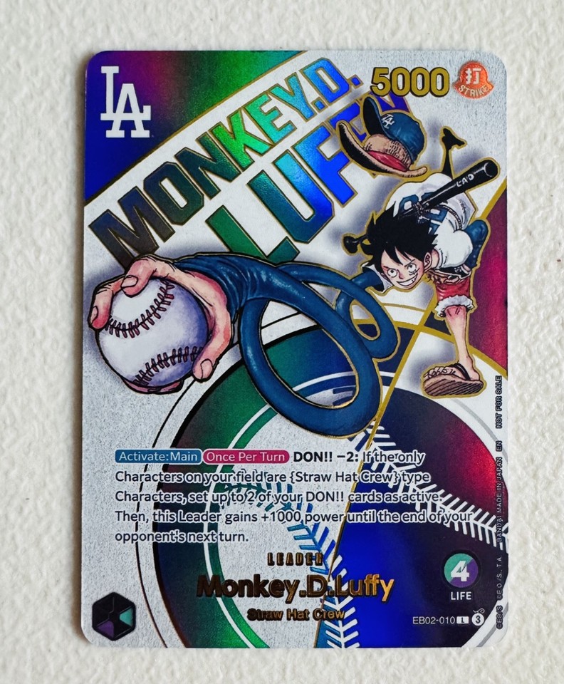 DODGERS X ONE PIECE COLLAB PROMO CARD MONKEY D. LUFFY EB02-010 OPTCG IN ...
