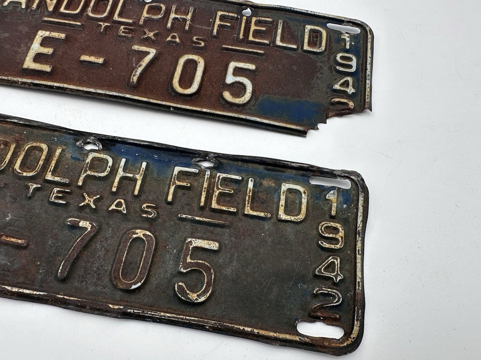 WWII 1942 Randolph Field San Antonio Texas Military License Plate Set ...