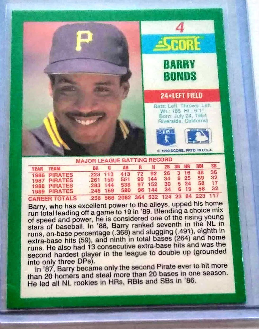 1990 Score - Barry Bonds #4 for sale online | eBay