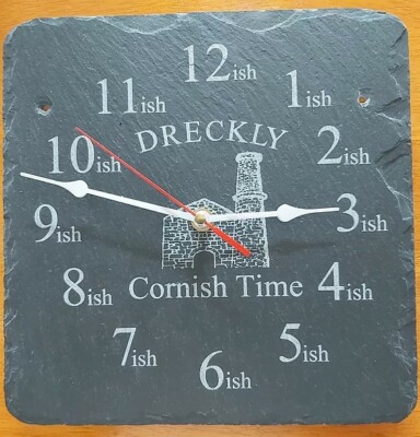 Dreckly Slate Clock - Etched in Cornwall Tin Mine Engine House Cornish ...