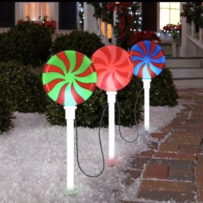 Gemmy ColorMotion Pathway Markers 3 Lollipops Christmas LED Light Show ...
