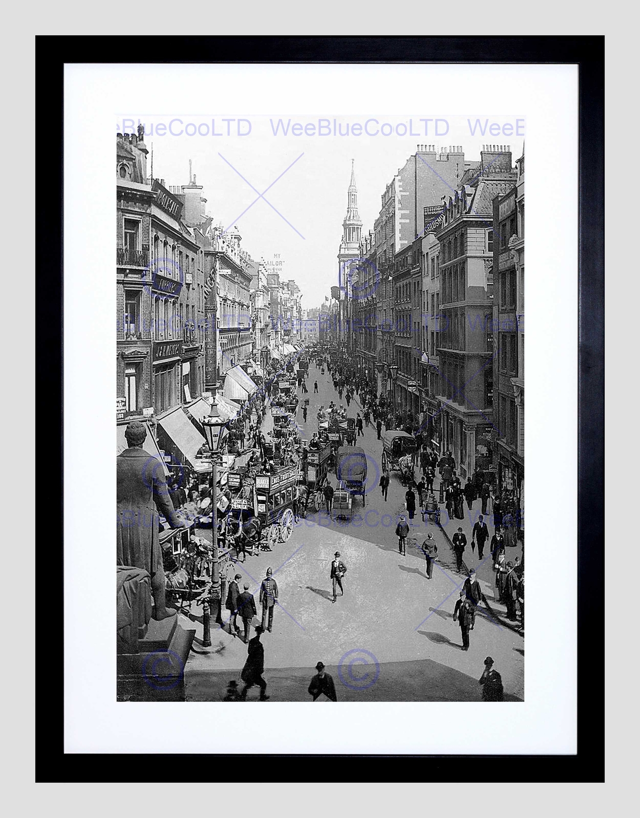 CHEAPSIDE LONDON VINTAGE HISTORY OLD BW BLACK FRAMED ART PRINT PICTURE ...