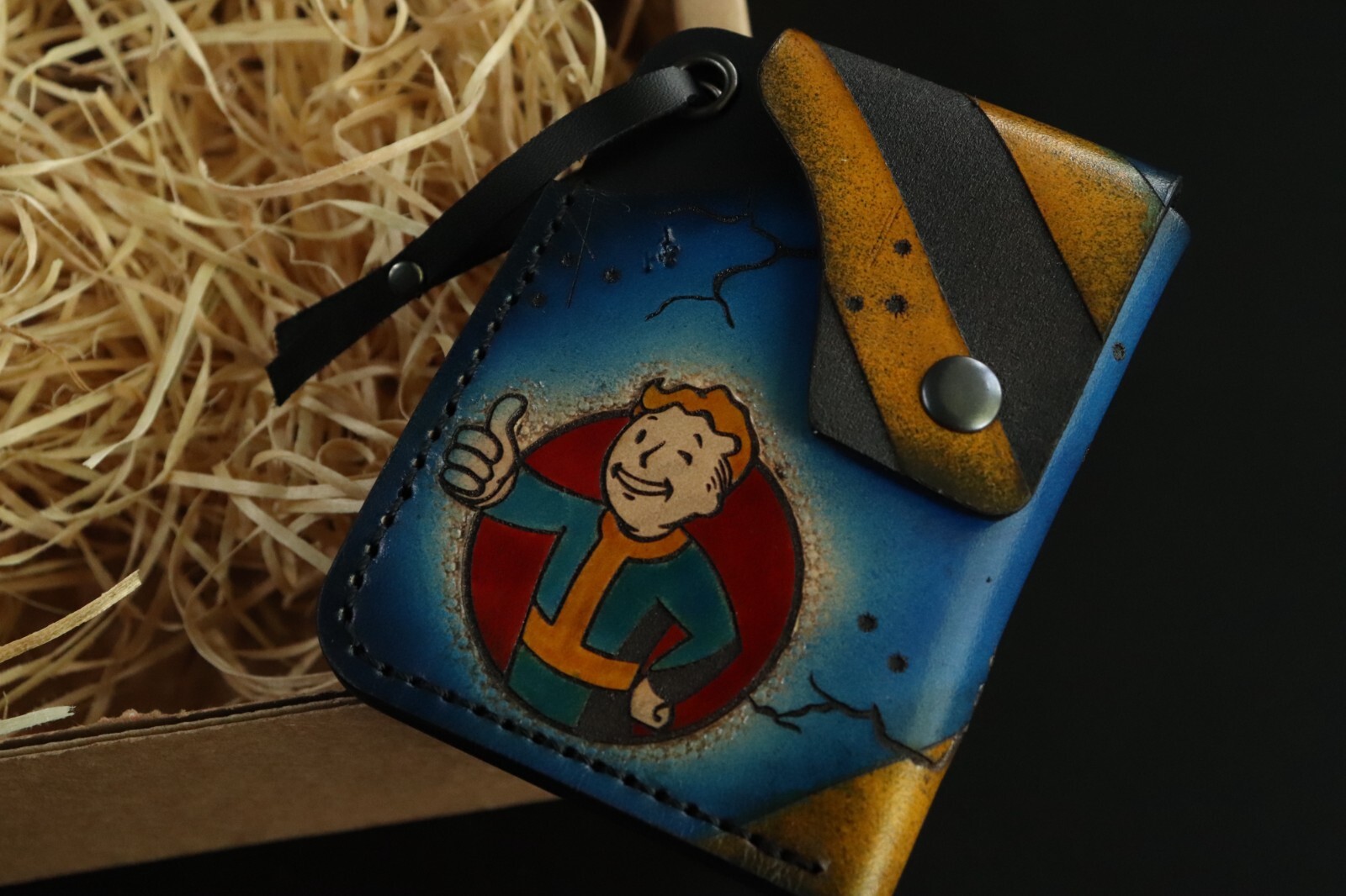 fallout wallet, vault boy, wasteland, EDC, handmade leather wallet ...
