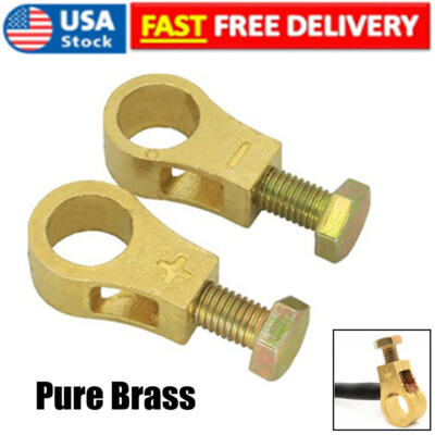 2PCS Pure Brass Heavy Duty Battery Top Post Cable Terminal Wire ...