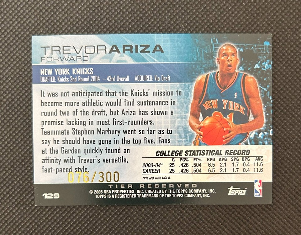 2004-05 Topps Luxury Box Tier Reserved /300 Trevor Ariza #129 Rookie RC ...
