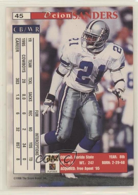 1996 Pro Line II Intense Deion Sanders #45 HOF | eBay