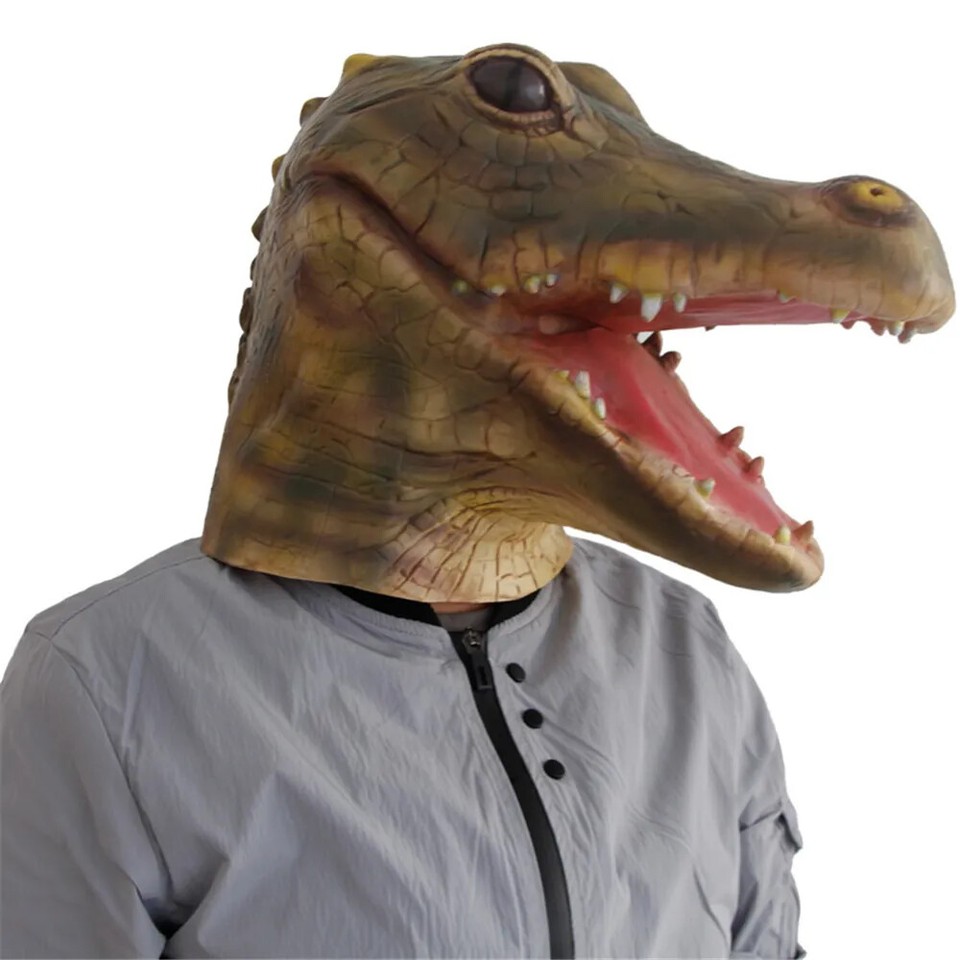 Crocodile Headwear Party Adult Latex Full Head Halloween Role Playing ...