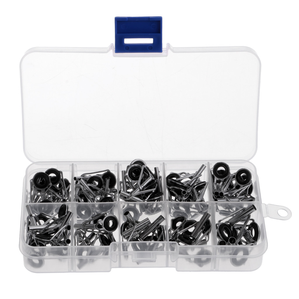 80Pcs/box Heavy Duty Sea Boat Fishing Rod Guides Top Tips Pole Rod Eye ...