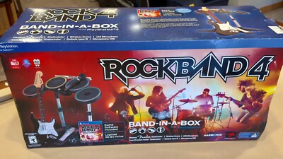 BRAND NEW PS4 PS5 Rock Band 4 Band in a Box Bundle Guitar Drums Mic ...