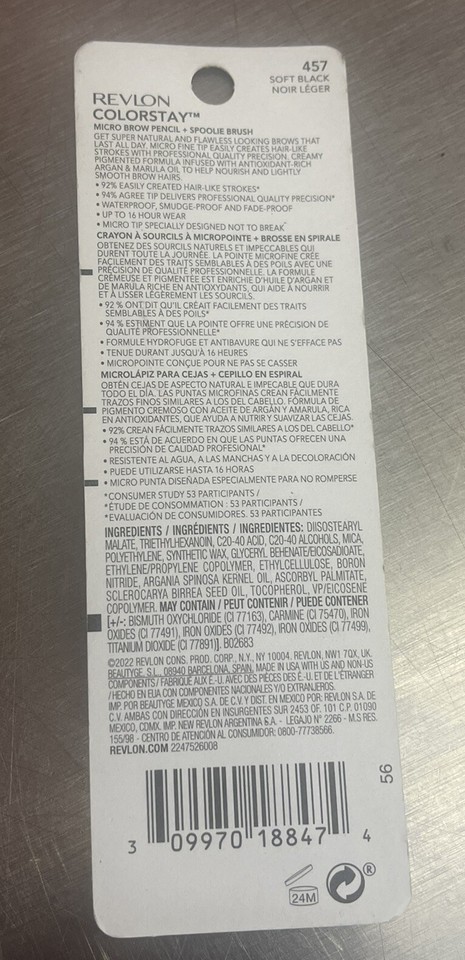 REVLON COLORSTAY MICRO EYEBROW PENCIL #457 SOFT BLACK MICRO TIP ...