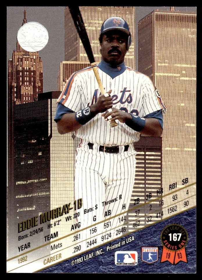 1993 Leaf #167 Eddie Murray - Cleveland Indians - HOF | eBay