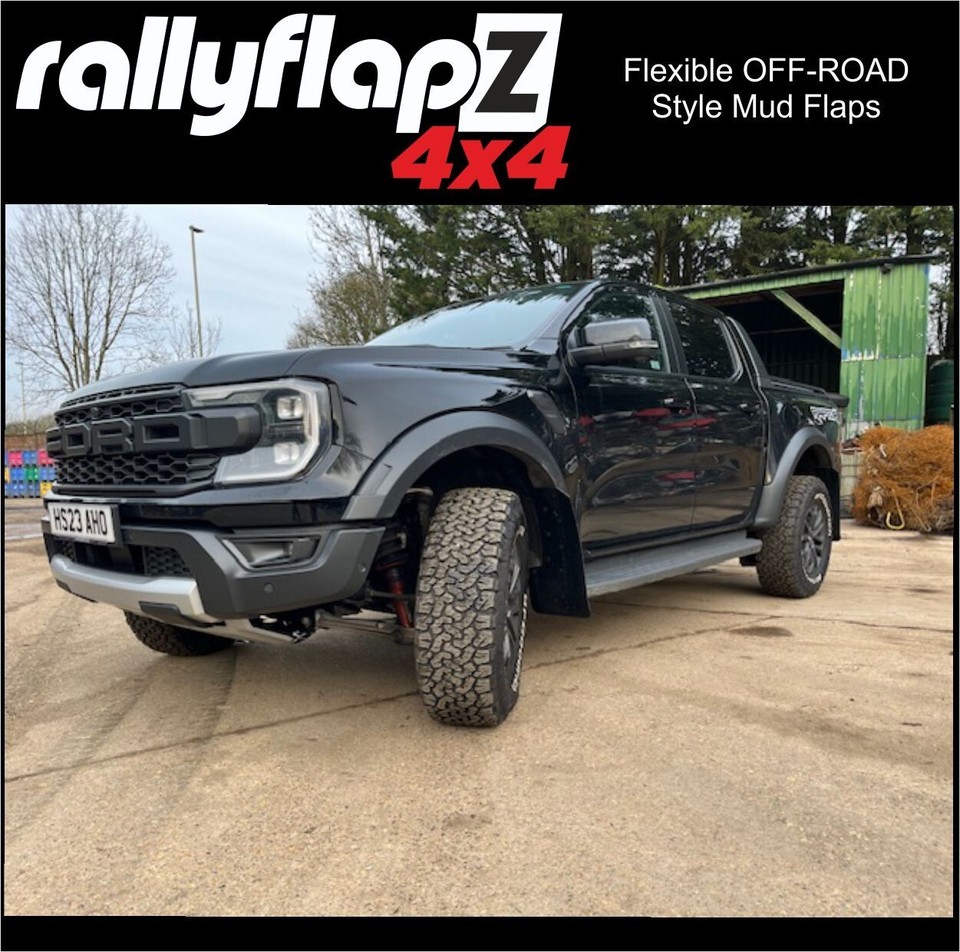 Extra Wide Mud Flaps To fit FORD RANGER RAPTOR (2023+) 4mm Matt-Black ...
