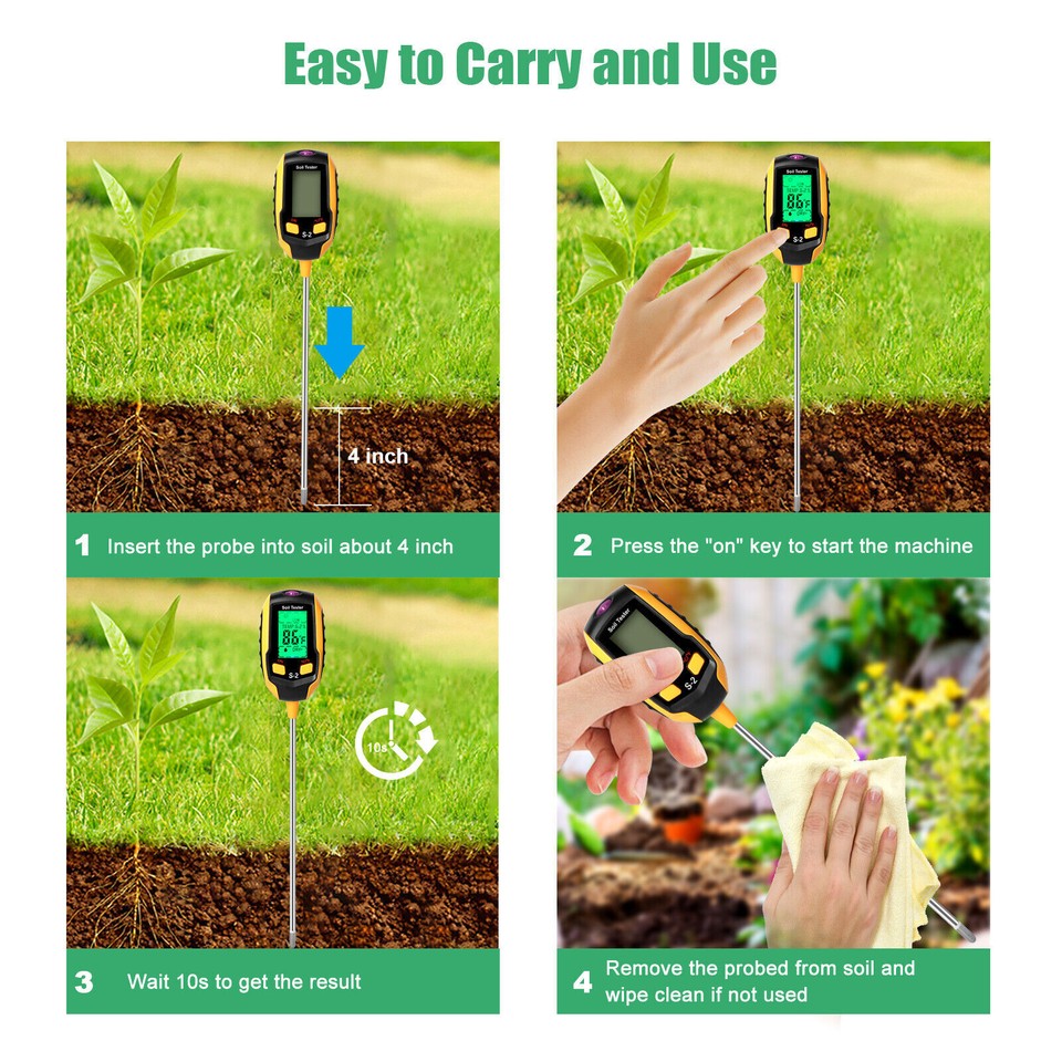 5 in 1 PH Tester Soil Water Moisture Light Test Meter for Garden Plant ...