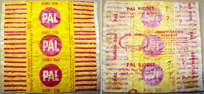 1950's Pal Bubble Gum Wrapper Yellow & Red w/Riddles and Premium Offer ...