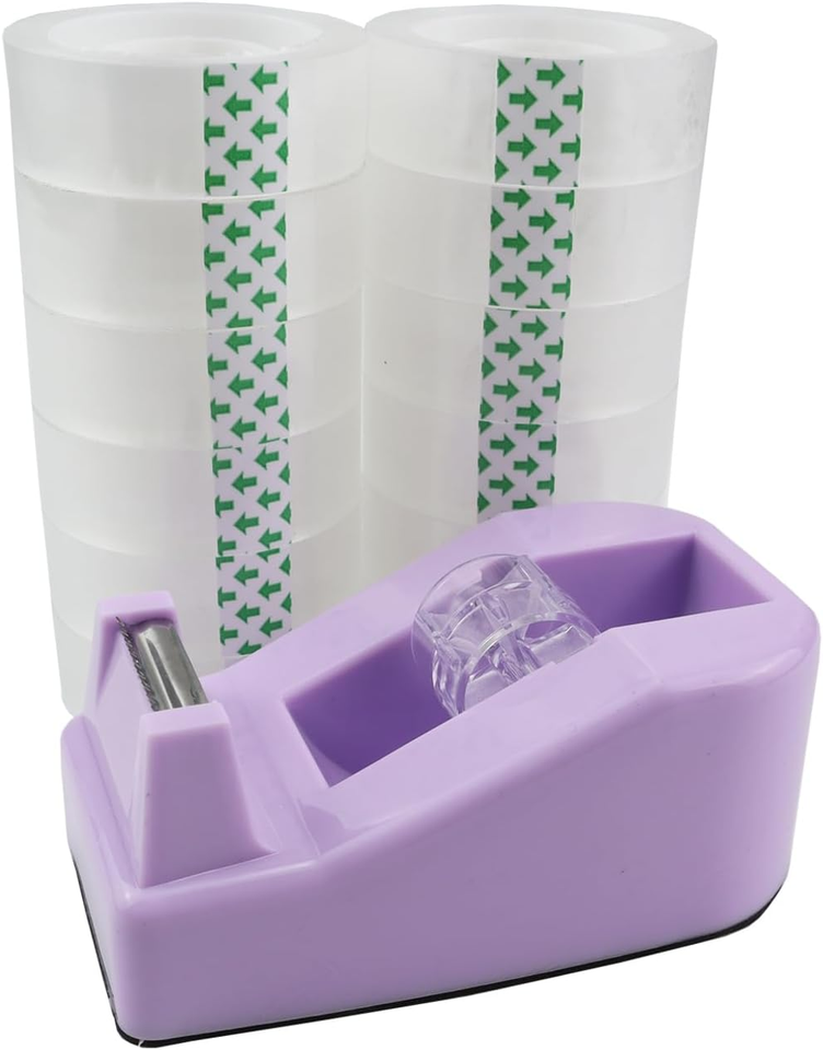 Desktop Tape Dispenser,1 Pack Purple Tape Dispensers with 12Rolls ...