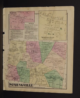 Pennsylvania Susquehanna County Map Springville Township 1872 W16#15 | eBay