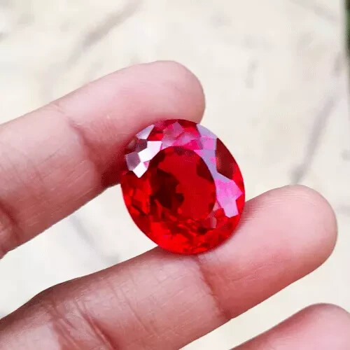 GIE Certified 27 Ct+ Natural Myanmar Burma Red Ruby Oval Cut Loose ...