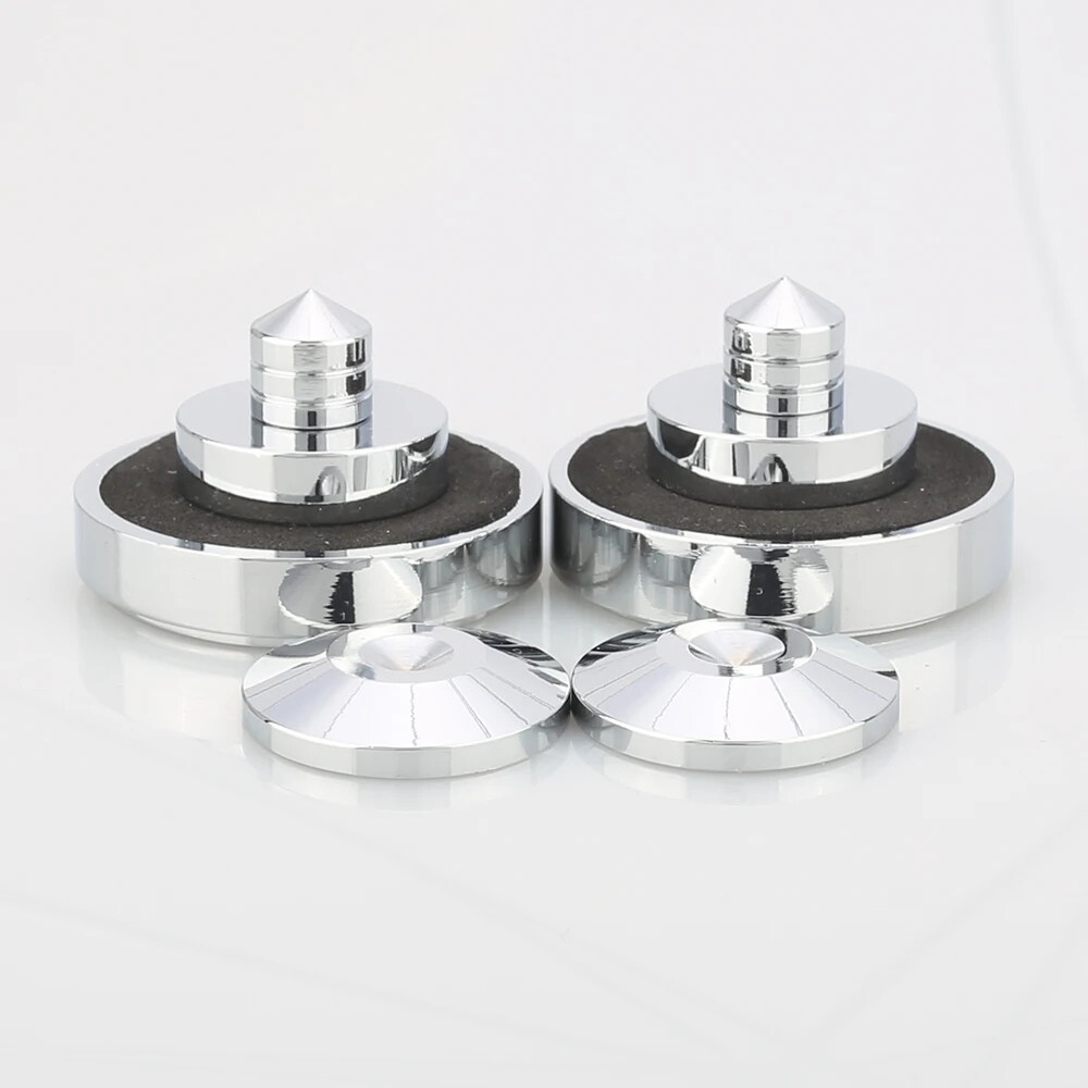 4set Chrome HIFI Speaker Spike Isolation Feet Turntable Amp Stand Base ...