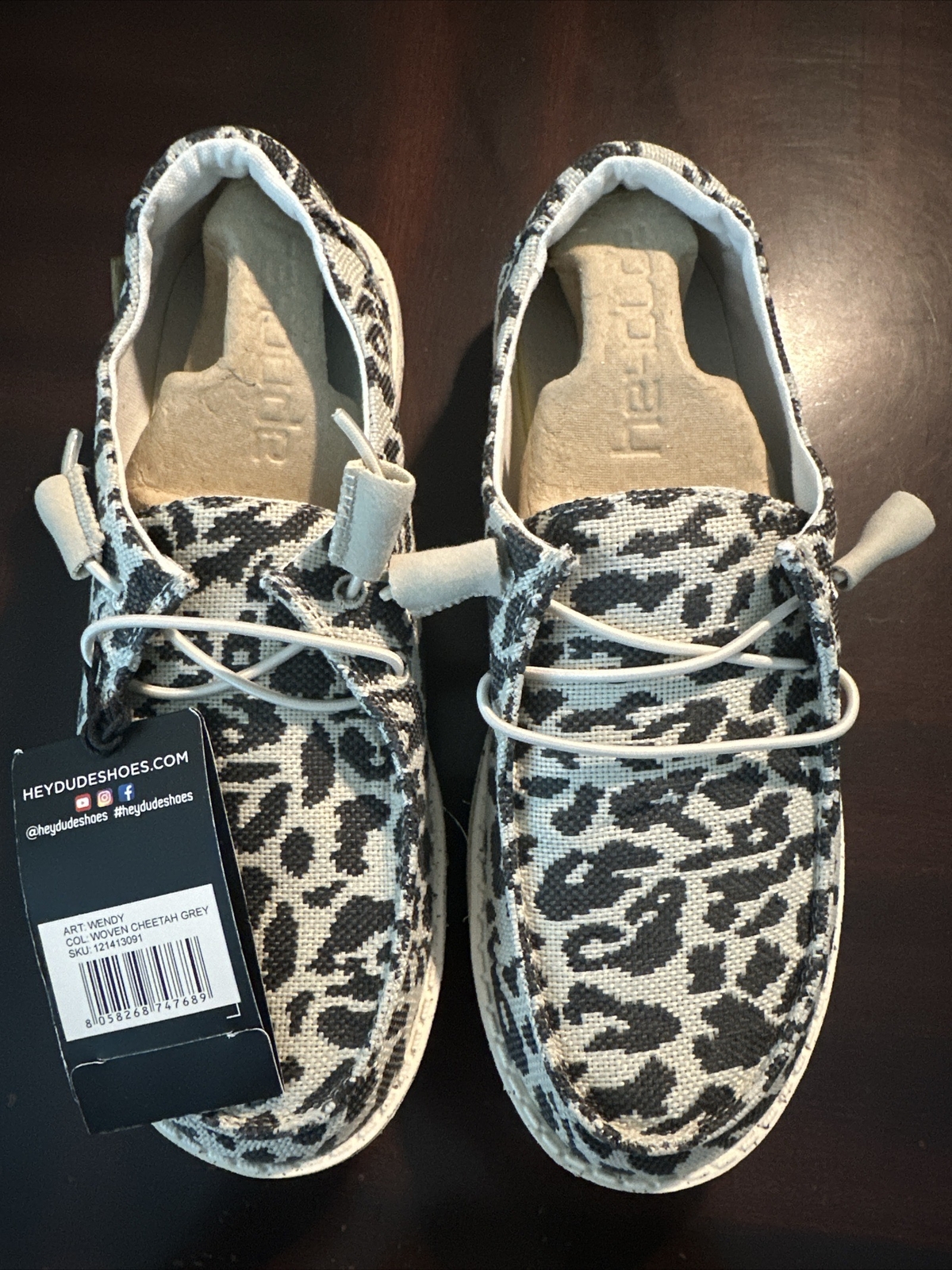 HEY DUDE WOVEN CHEETAH GREY Size 6 NEW !! Art: Wendy !! LOOK !! | eBay