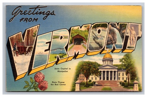 Large Letter Greetings From Vermont VT Postcard | eBay