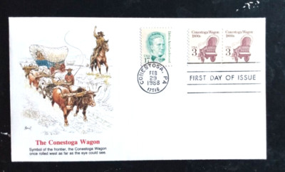 CONESTOGA WAGON 1800s TRANSPORTATION COIL PAIR 1988 FLEETWOOD CACHET ...