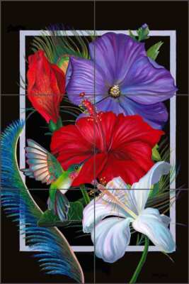 Flower Tile Backsplash Nancy Jacey Art Ceramic Mural CPA-NJ14048 | eBay