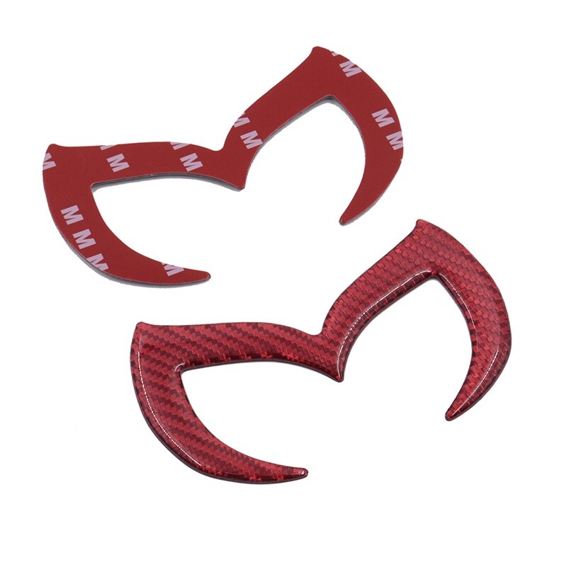 CARBON FIBER RED Evil M Logo Emblem Badge Decal For Mazda 3 6 CX-5 MX-5 ...