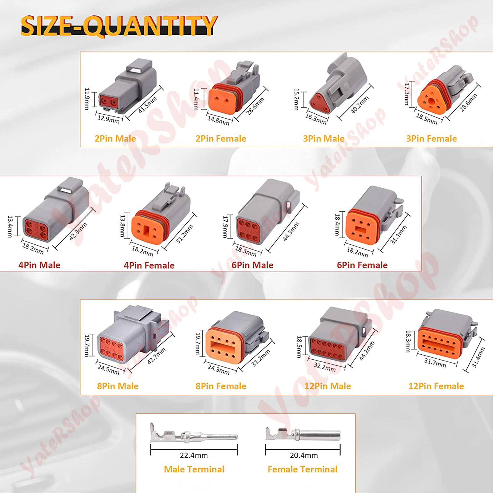 400pcs Genuine DEUTSCH DT Connector Plug Kit, 14-16 AWG Stamped ...