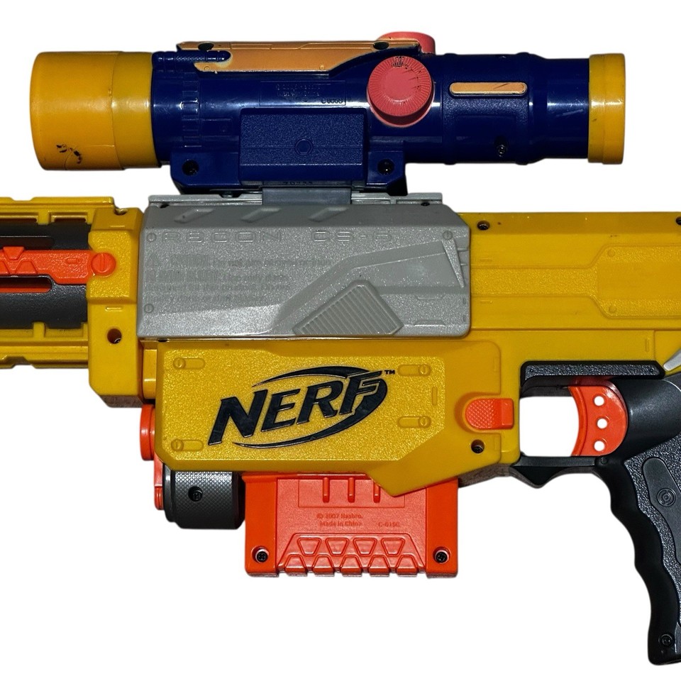 Nerf N-Strike Recon CS-6 Yellow Gray Dart Gun Blaster 2007 w/ Scope ...
