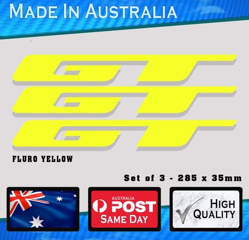 GT bikes Style Frame Decals - Set of 3 Fluro Yellow BMX 285mm stickers ...
