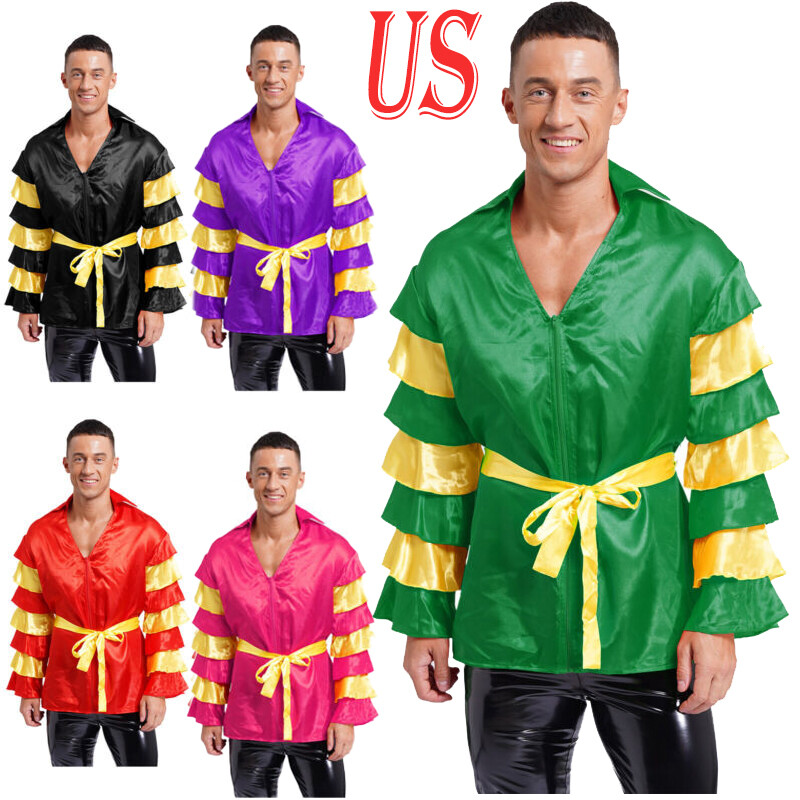 Rumba Costume Shirts Men's Latin Dance Shirt Long Sleeve Ballroom