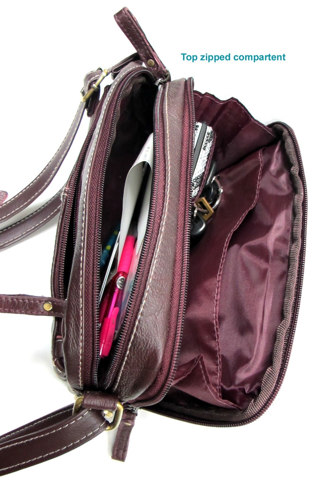High Quality Genuine Leather Classic Cross Body Multi Pocket Handbag w ...
