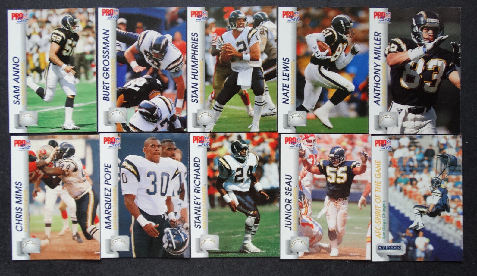 1992 Pro Set Series 2 San Diego Chargers Team Set of 10 Football Cards ...