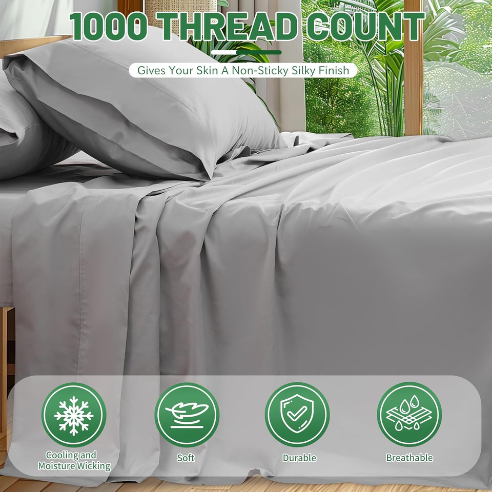 1000 Thread Count Egyptian Cotton Sheets Queen Size Set 100% Cotton ...
