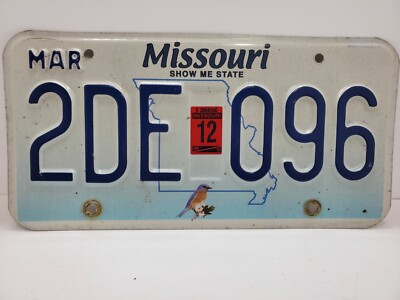 Expired 2012 Missouri license plate 2DE 096 Bird, Map, Show Me State | eBay