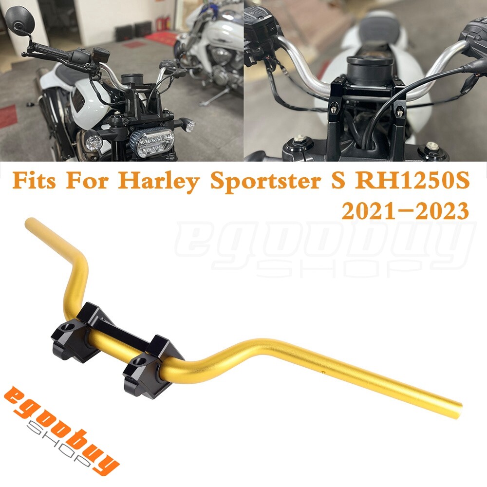 Gold Motorcycle Steering Handlebar w/Pull Back Risers Kit For Harley ...