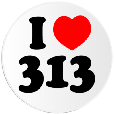 I Love 313 - Circle Sticker Decal 3 Inch - Area Code Detroit Michigan ...