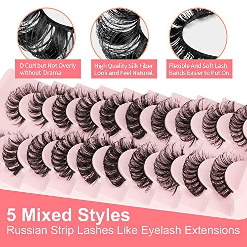 Eyelashes Russian Volume Strip Lashes 5 Styles Mixed Natural Curly-5 ...