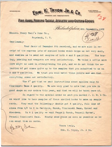 Philadelphia 1902 Edw. K. Tryon Jr. & Co. Fire Arms / Tackle 2pp ...