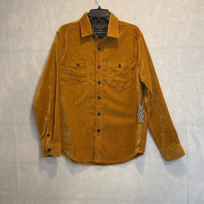 True Grit Men's Medium MustardVelvet Velour Shacket Lined Collar, Cuffs ...