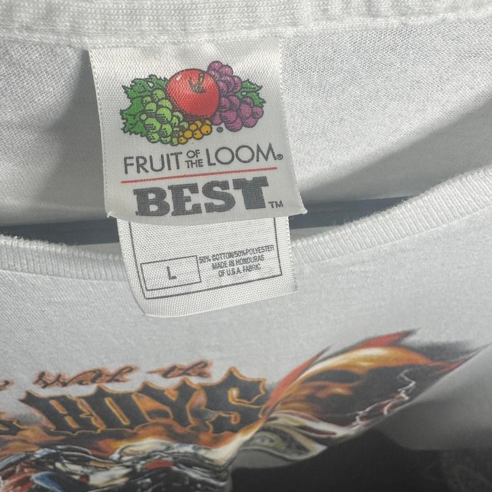 VTG Biker Graphic Tee Large Skull Motorcycle Runnin With The Big Boys ...